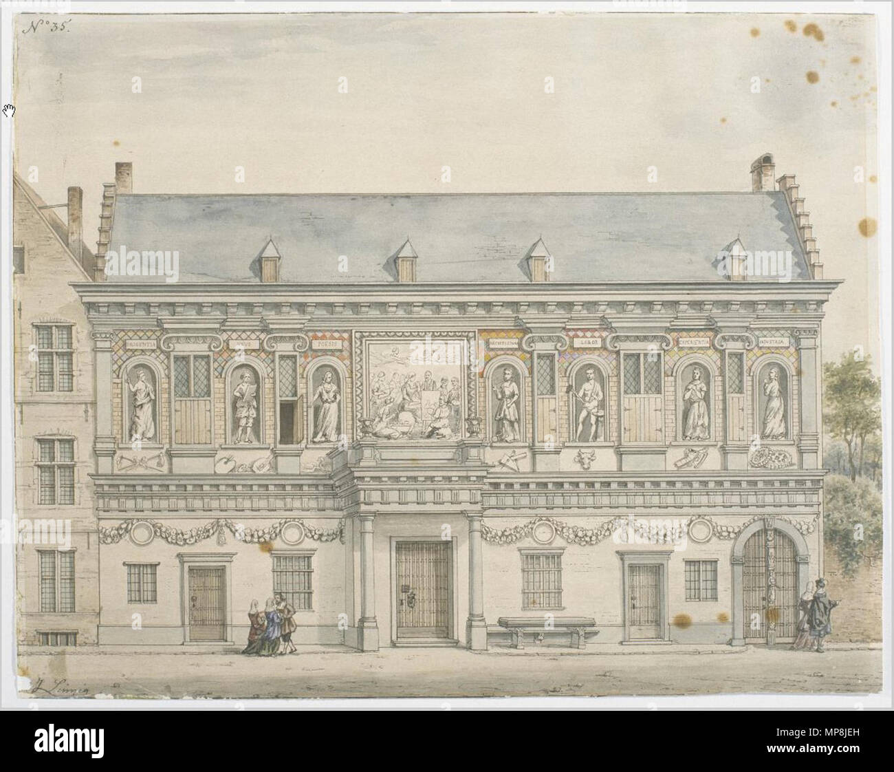 English: The house of Frans Floris 19th century. 746 Jozef Linnig - The ...