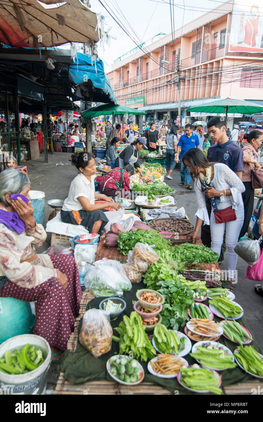 the old city Food Market at the Clock Tower in the city of Surin in ...