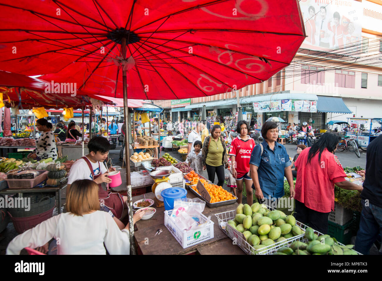 the old city Food Market at the Clock Tower in the city of Surin in ...