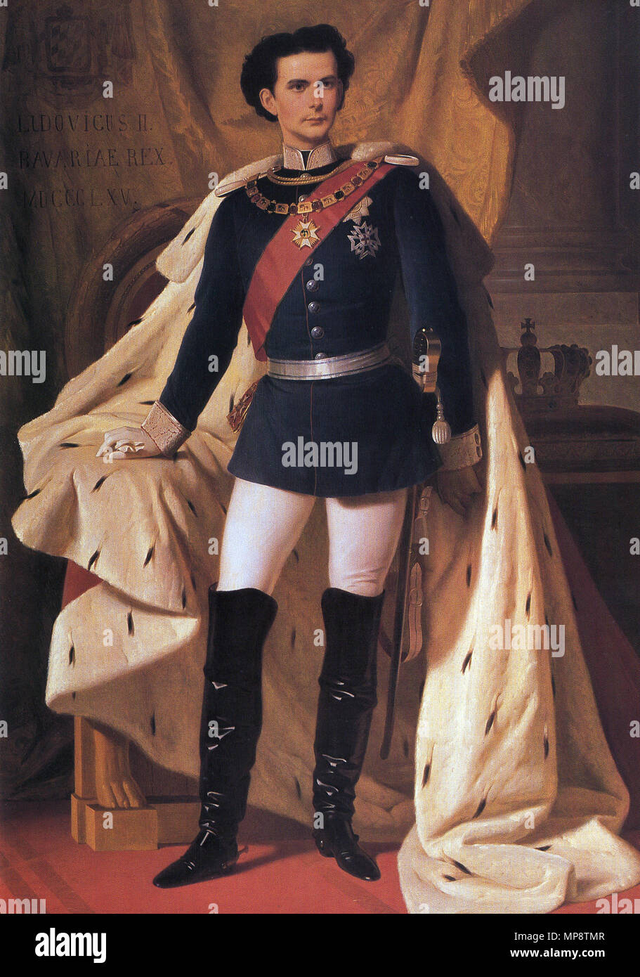 Deutsch: De 20 jarige Ludwig II in kroningsmantel English: King Ludwig ...