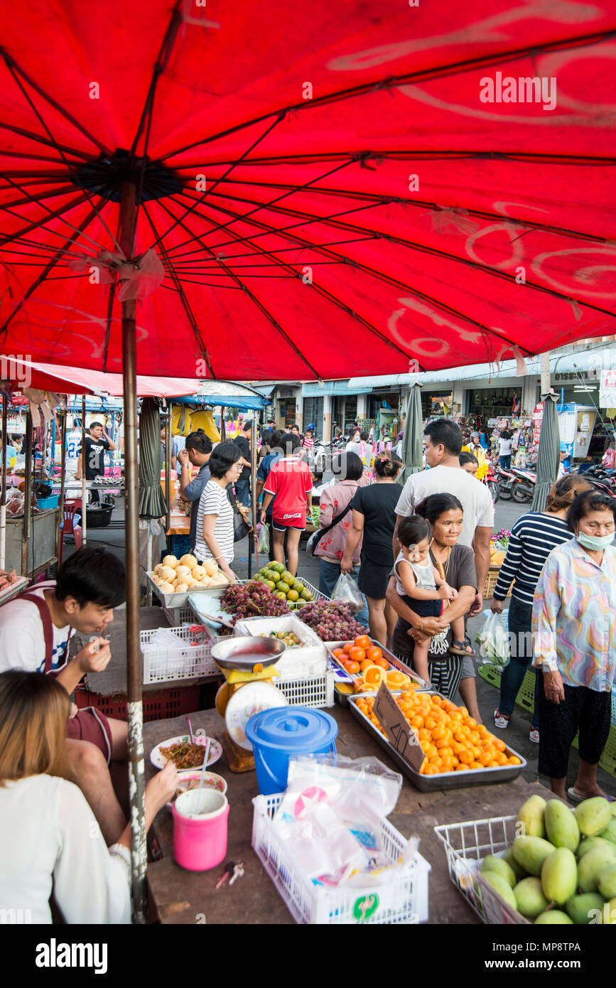 the old city Food Market at the Clock Tower in the city of Surin in ...