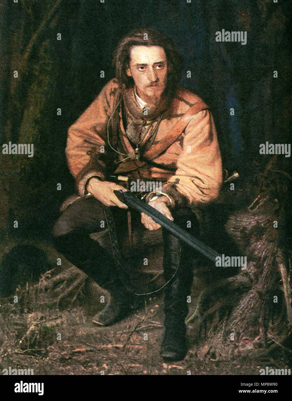 . English: Hunter waiting for a beast (painting by Ivan Kramskoi, 1869 ...