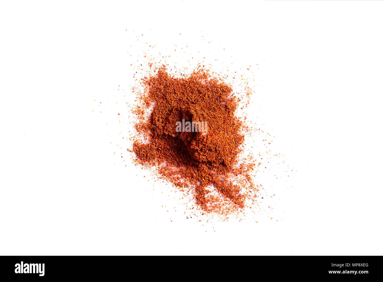 Crushed red pepper chilli pile from top on white background Stock Photo ...