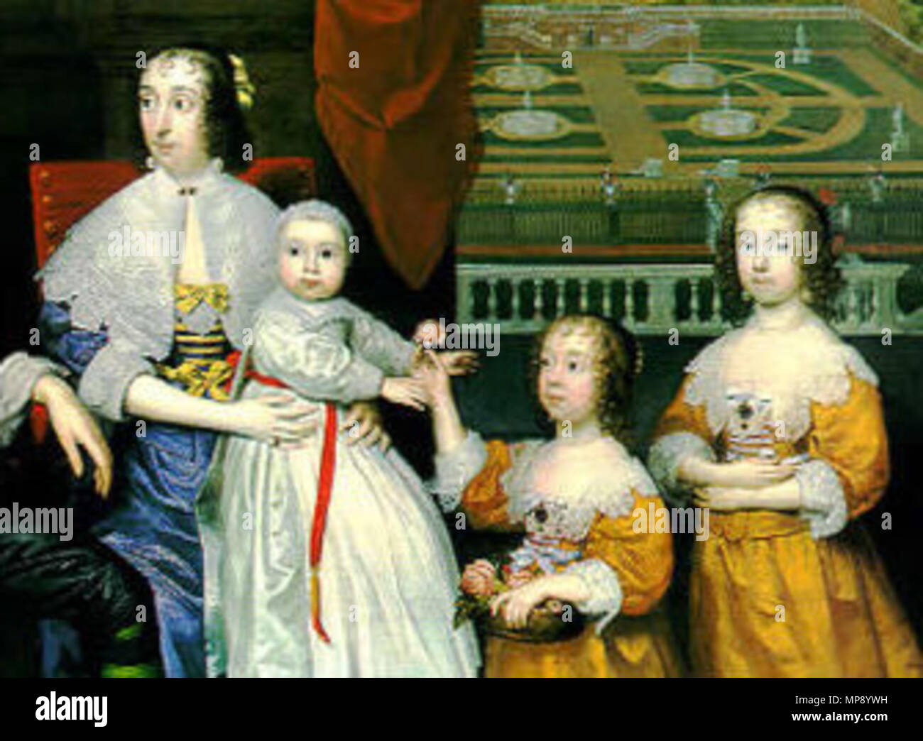 Portrait of (Baron) Arthur Capel and his family Lady Capel (detail ...