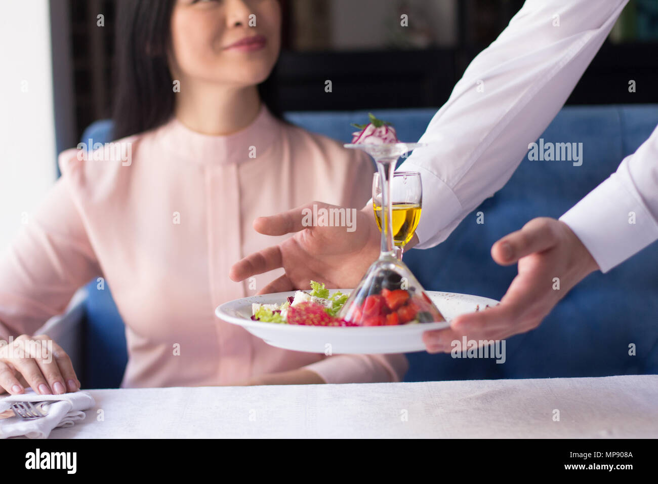 Businesswoman eating in restaurant hi-res stock photography and images ...