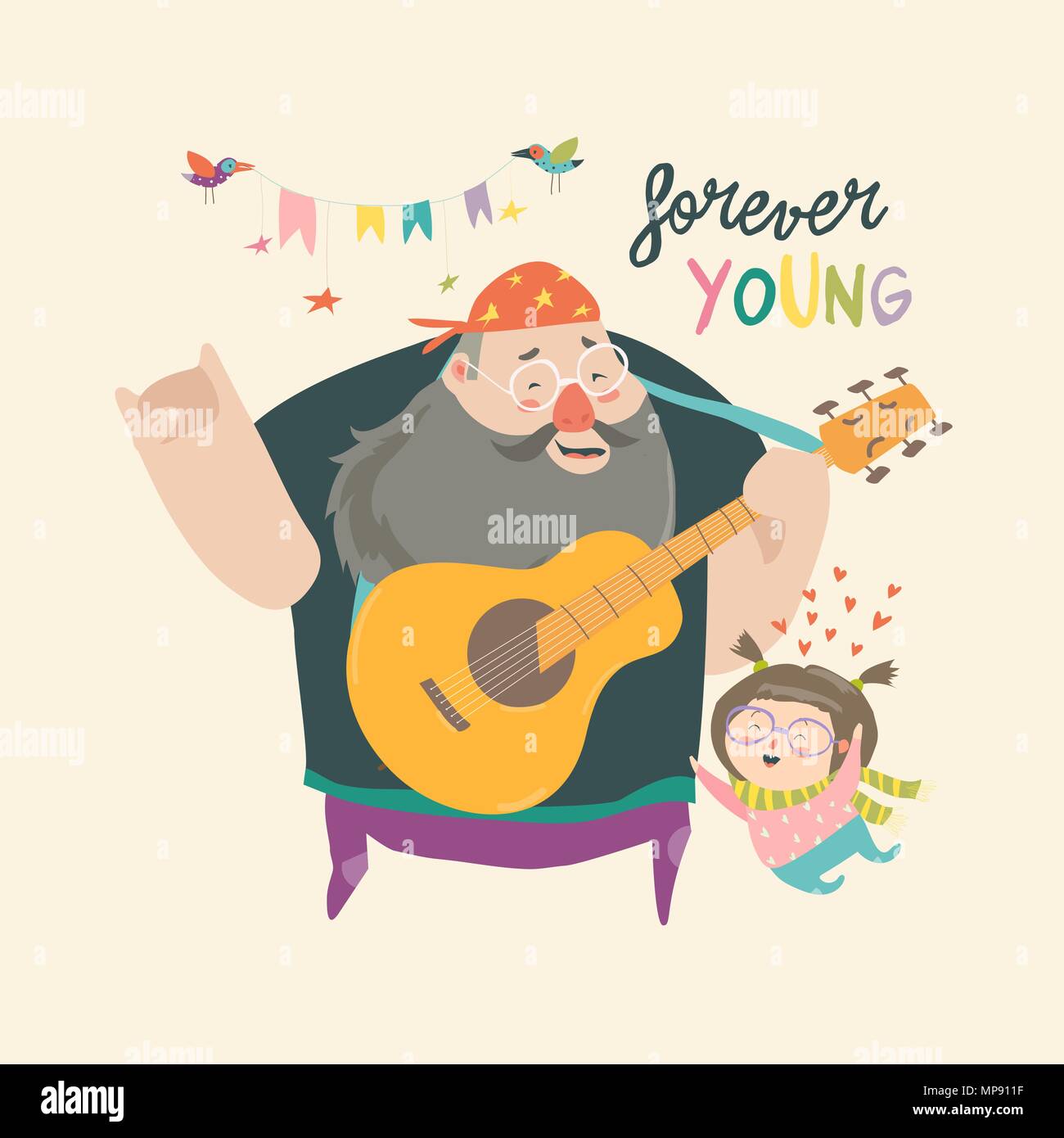 Father holding guitar Stock Vector Images - Alamy