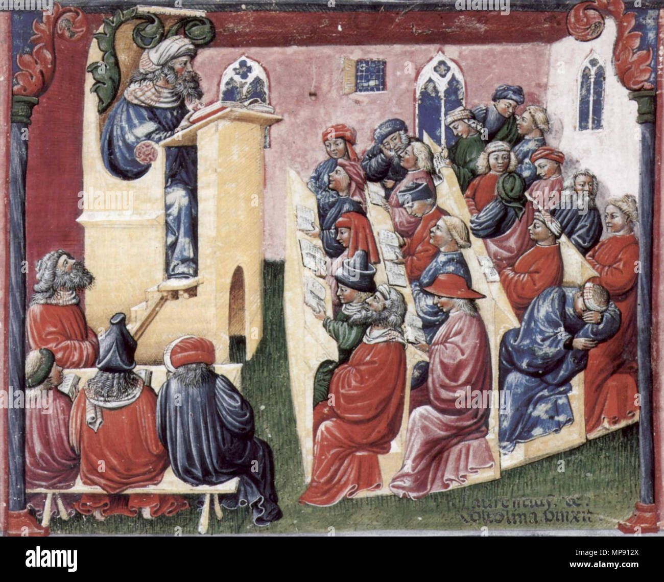 Liber ethicorum des Henricus de Alemannia, single sheet. Scena ...