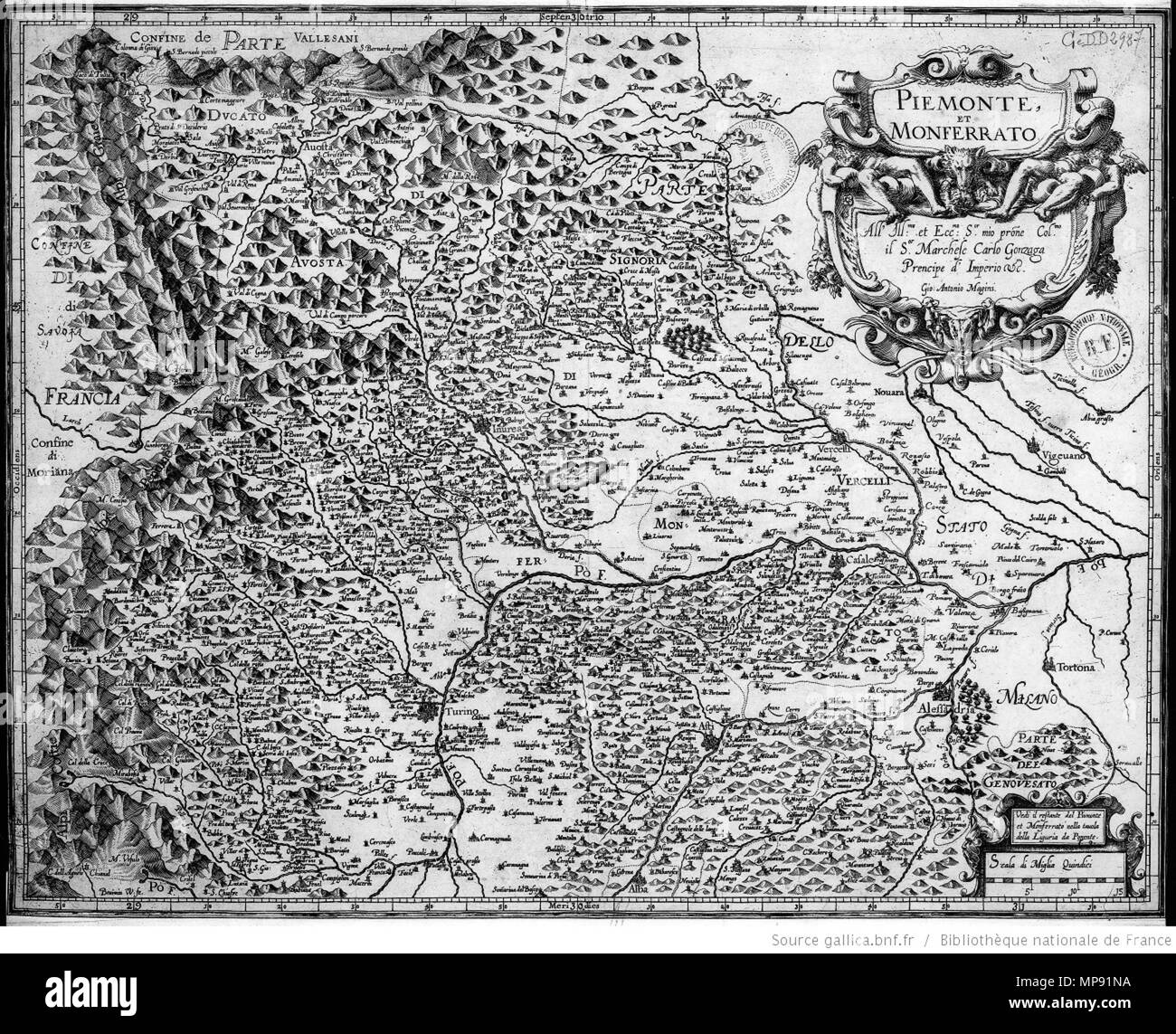 798 Le Piémont et le Montferrat, carte de Magini Stock Photo - Alamy