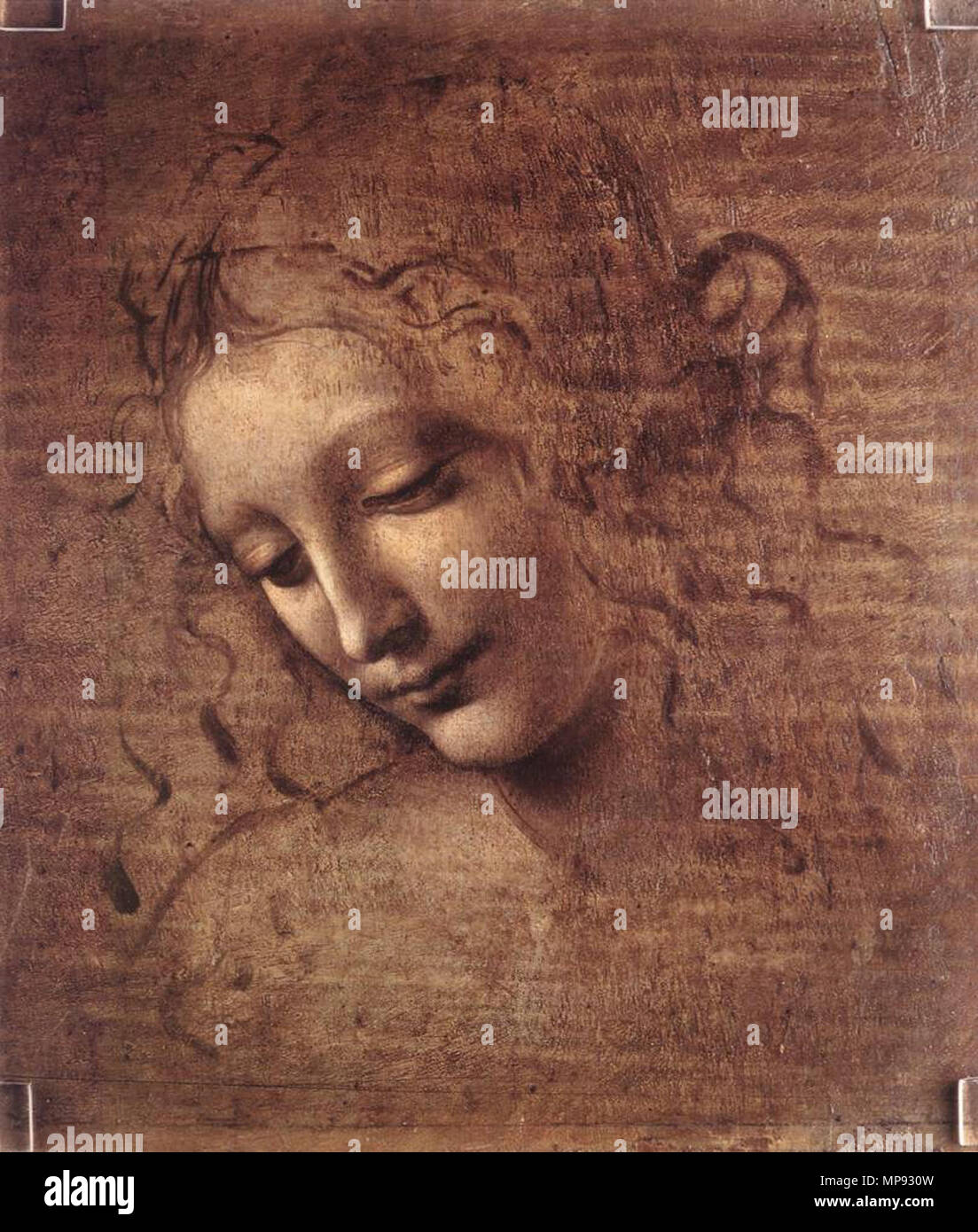 Italian: La Scapigliata Female head circa 1508. 803 Leonardo da Vinci - Female head (La ...