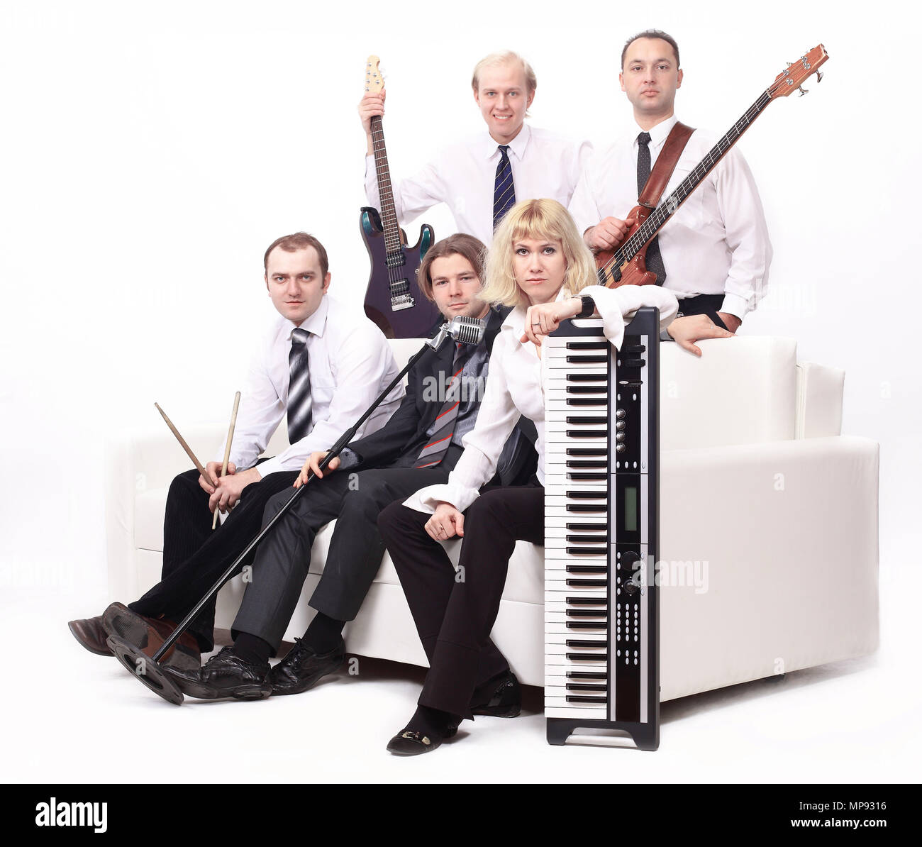 stylish band with instruments.isolated on a white background Stock ...