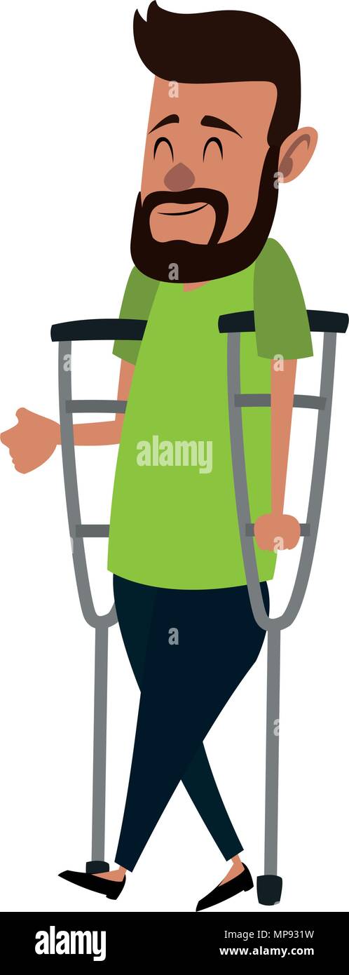 Man with crutches Stock Vector Image & Art - Alamy