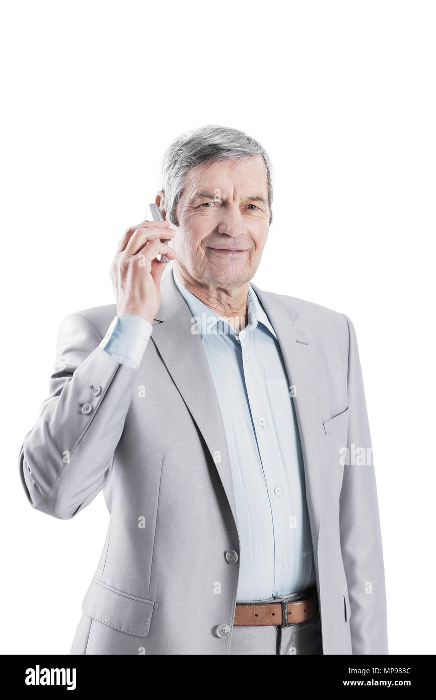 confident senior businessman with mobile phone.i Stock Photo - Alamy