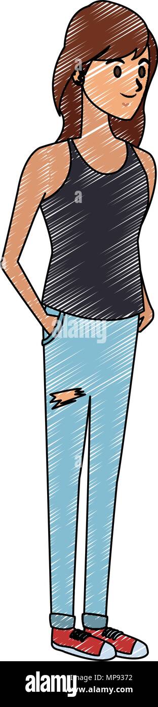 Young woman cartoon scribble Stock Vector Images - Alamy
