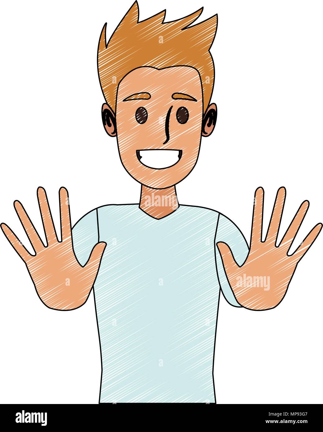 Happy young man cartoon scribble Stock Vector Image & Art - Alamy