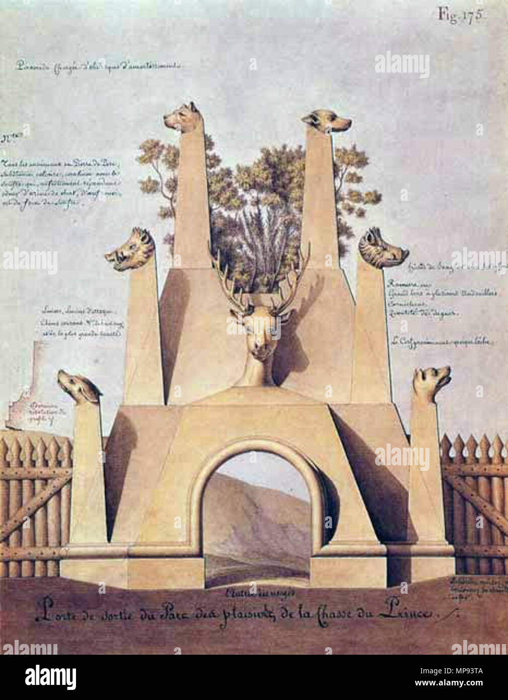 . English: Gate of a hunting-ground. Project. circa 1800. Jean-Jacques ...