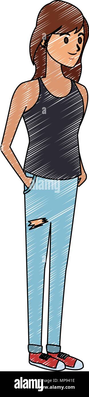 Young woman cartoon scribble Stock Vector Images - Alamy