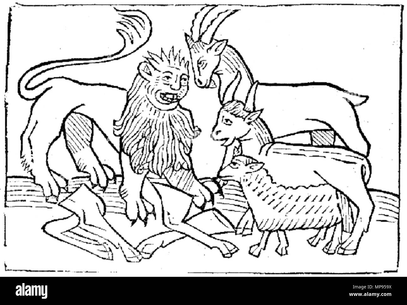 . English: Illustration for Aesop's fable of The Lion's Share: Lion ...