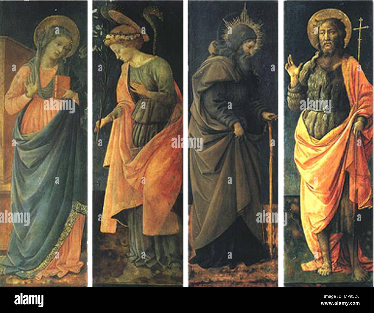 The Annunciation, Saints Anthony Abate, John the Baptist between circa ...