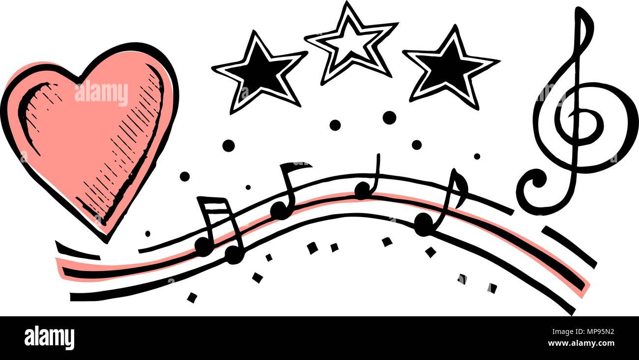 Musical notes and heart sketch Stock Vector Image & Art - Alamy