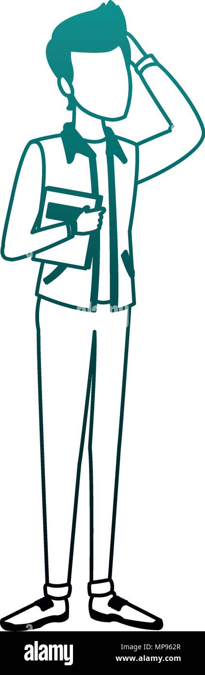 Young man cartoon blue lines Stock Vector Image & Art - Alamy