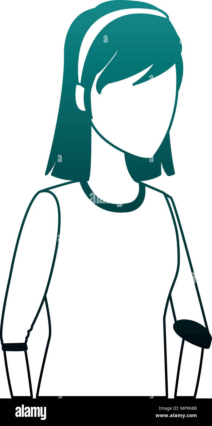 Young woman cartoon blue lines Stock Vector Image & Art - Alamy