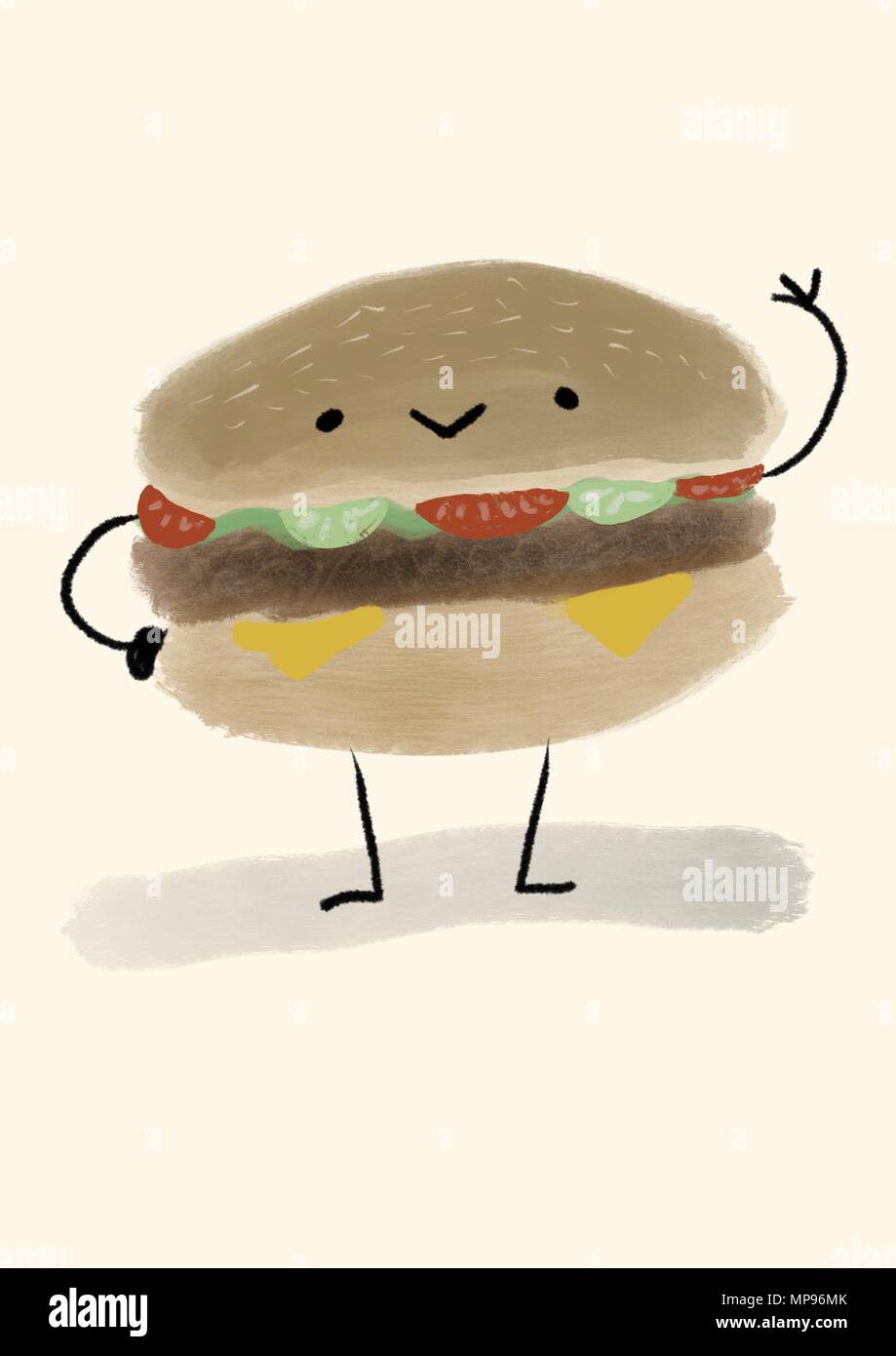 a cute anthropomorphic hamburger creature ideal for use on webpages ...