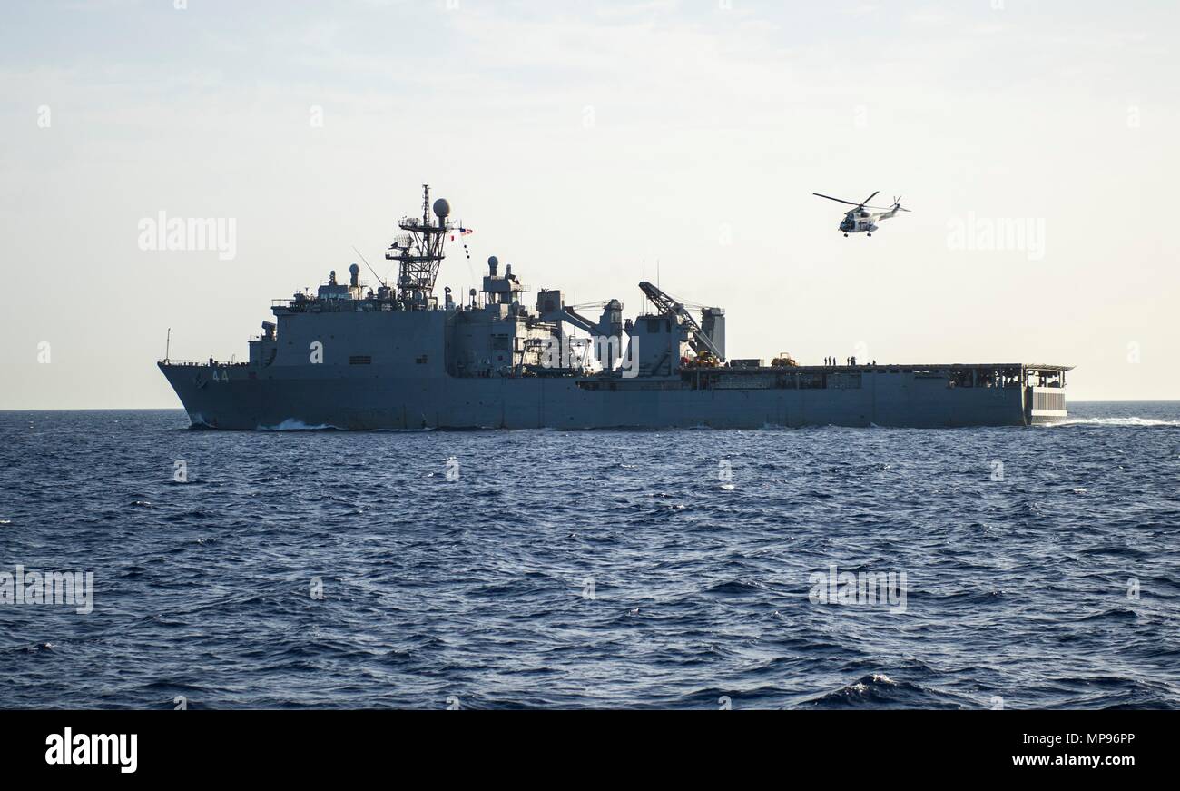 The U.S. Navy Whidbey Island-class amphibious dock landing ship USS ...