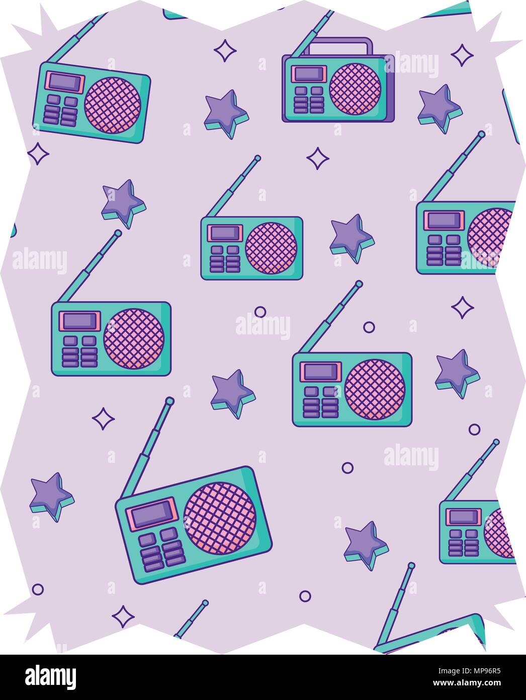 abstract frame with retro radio pattern over white background, vector ...