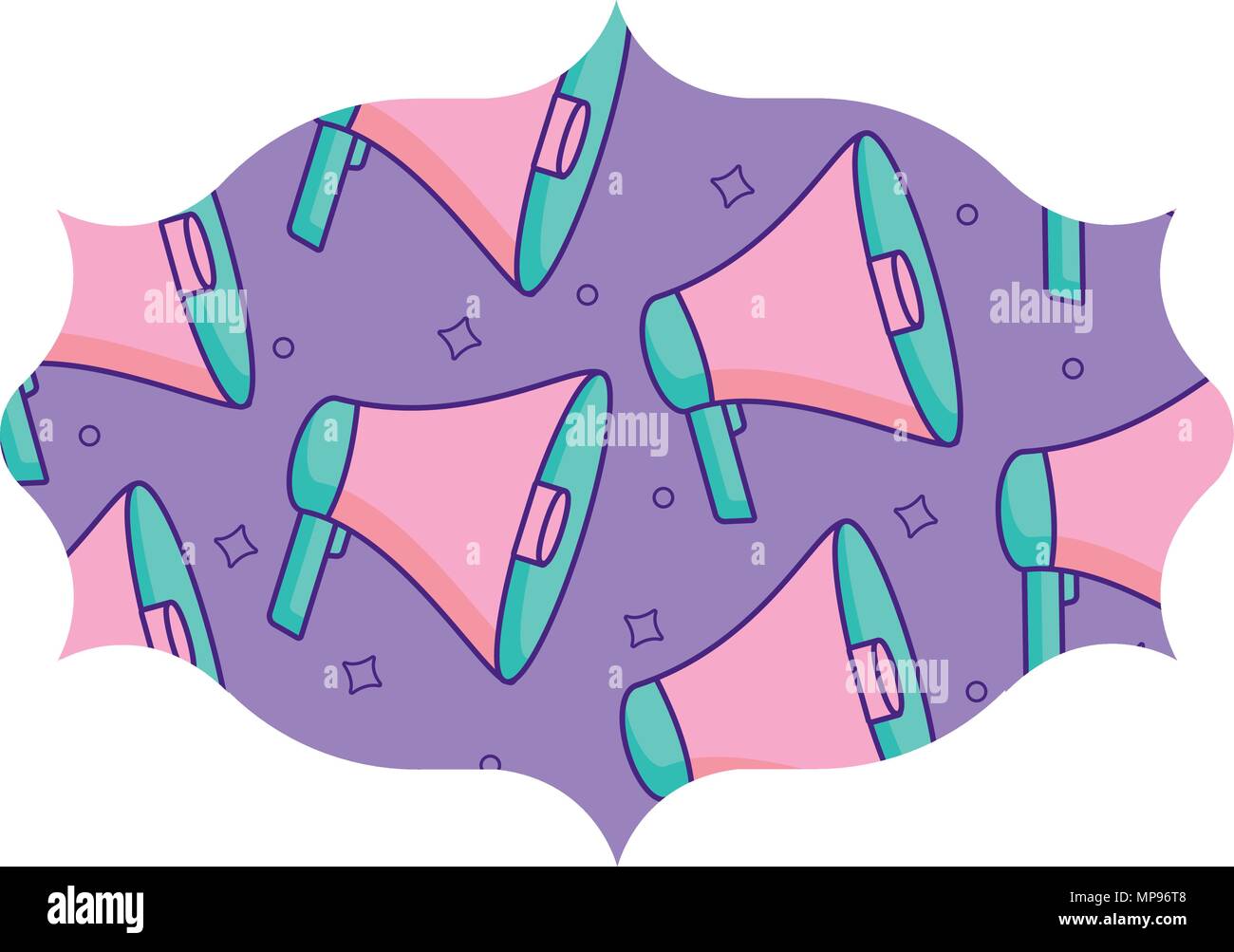 arabic frame with Megaphone pattern over white background, vector ...