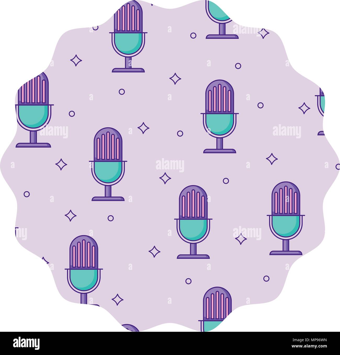 with retro microphone pattern, vector illustration Stock Vector Image ...