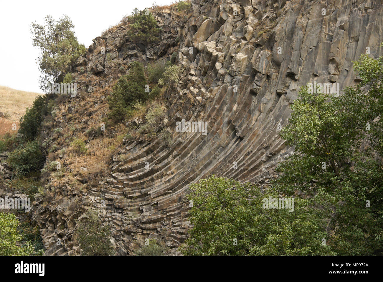 Geological formation of octagonal basalt columns in Garni Gorge called ...