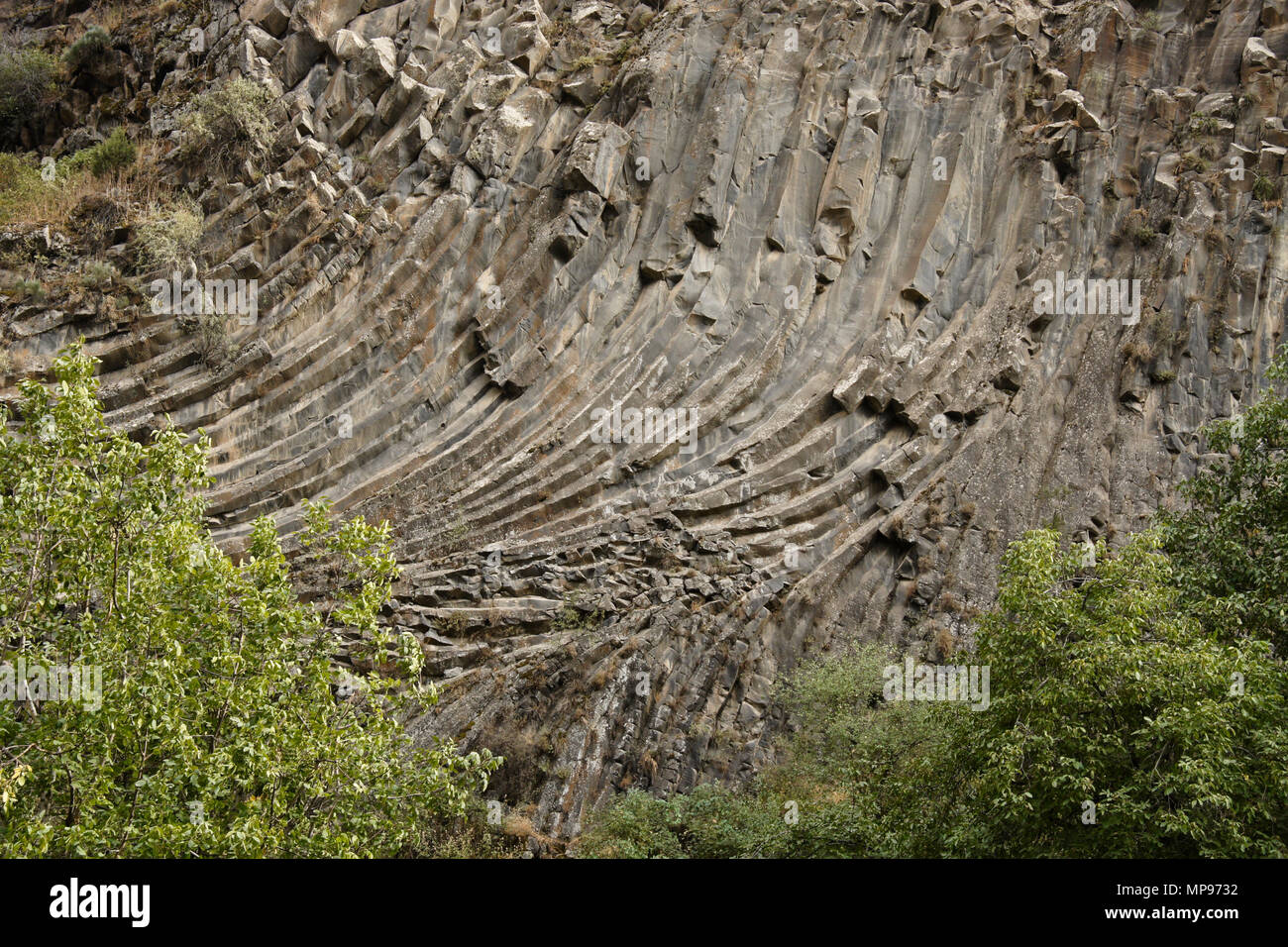 Geological formation of octagonal basalt columns in Garni Gorge called ...