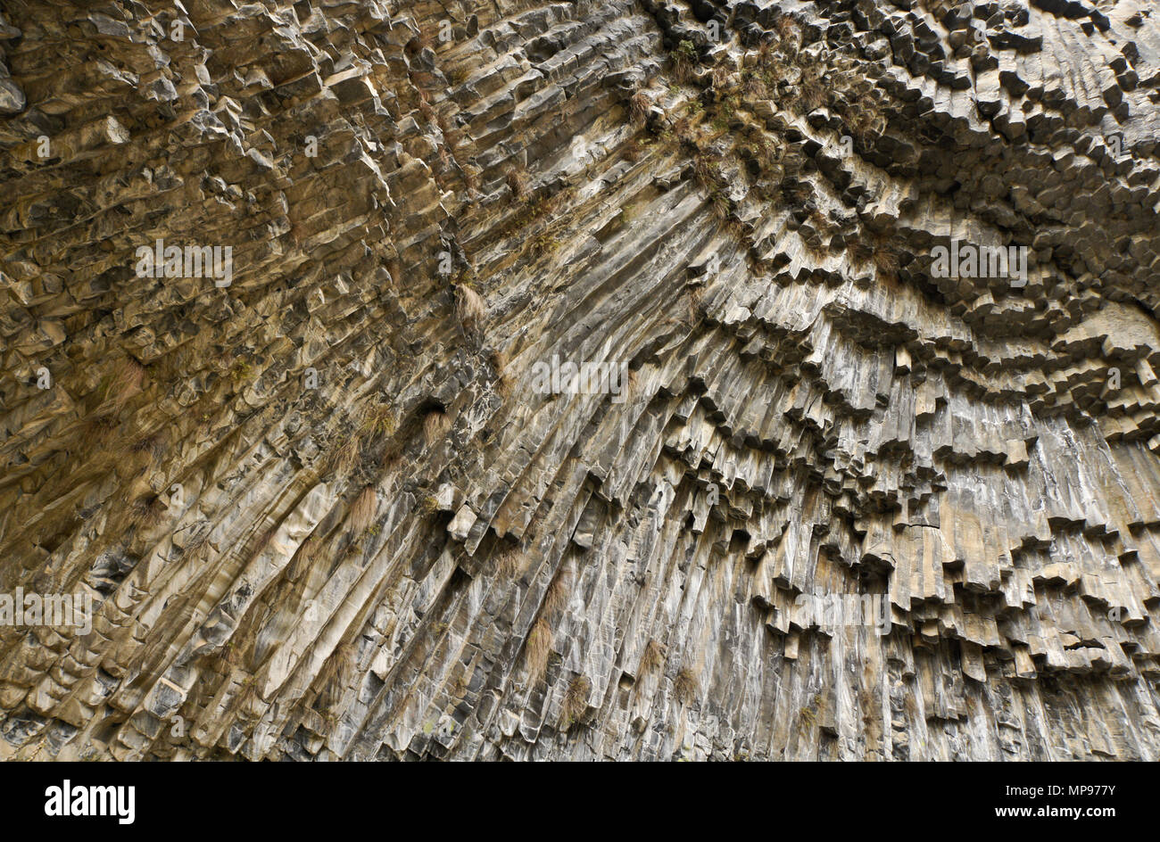 Geological formation of octagonal basalt columns in Garni Gorge called ...