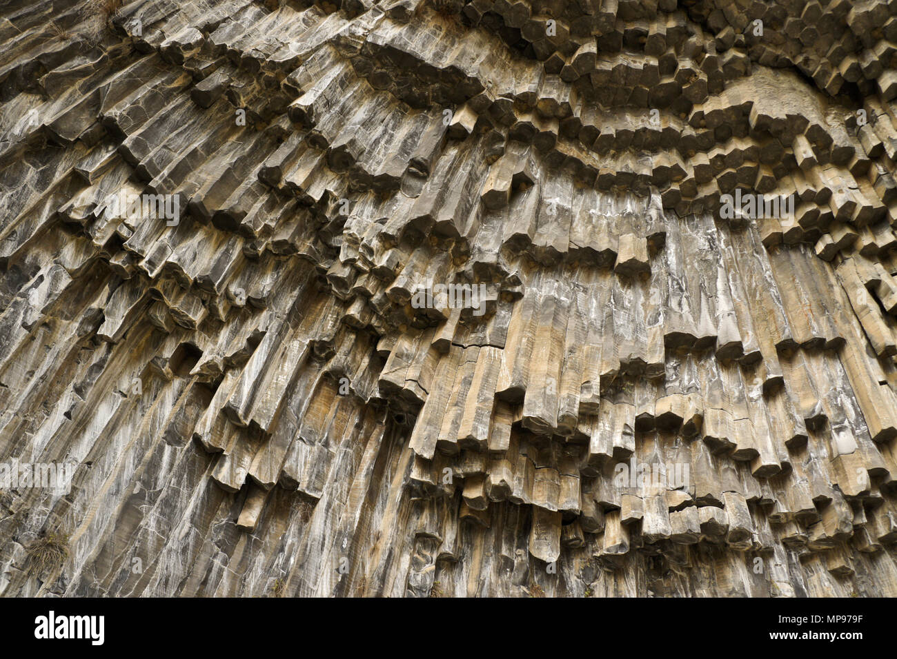 Geological formation of octagonal basalt columns in Garni Gorge called ...