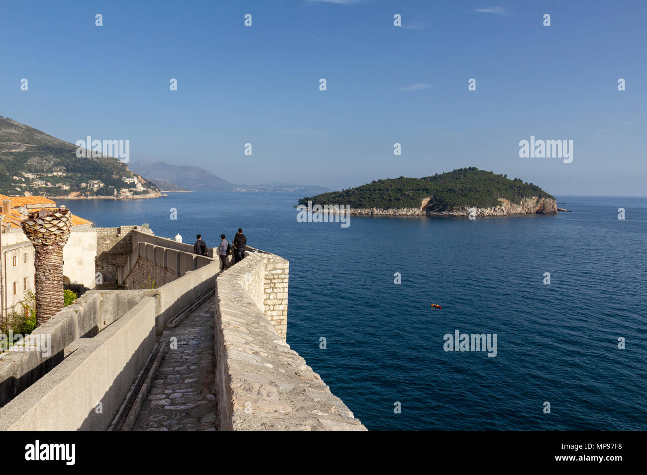 Lokrum Island viewed from the City Walls to the Old City of Dubrovnik ...
