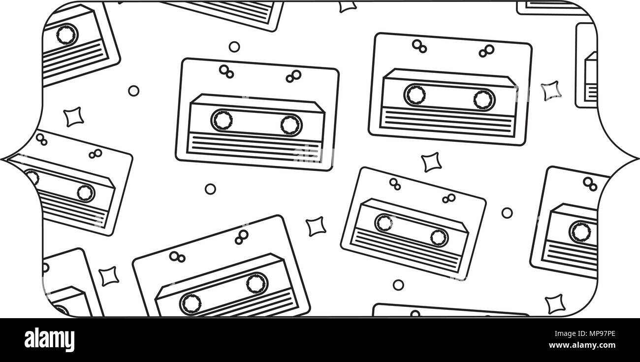 banner with Cassette pattern over white background, vector illustration ...