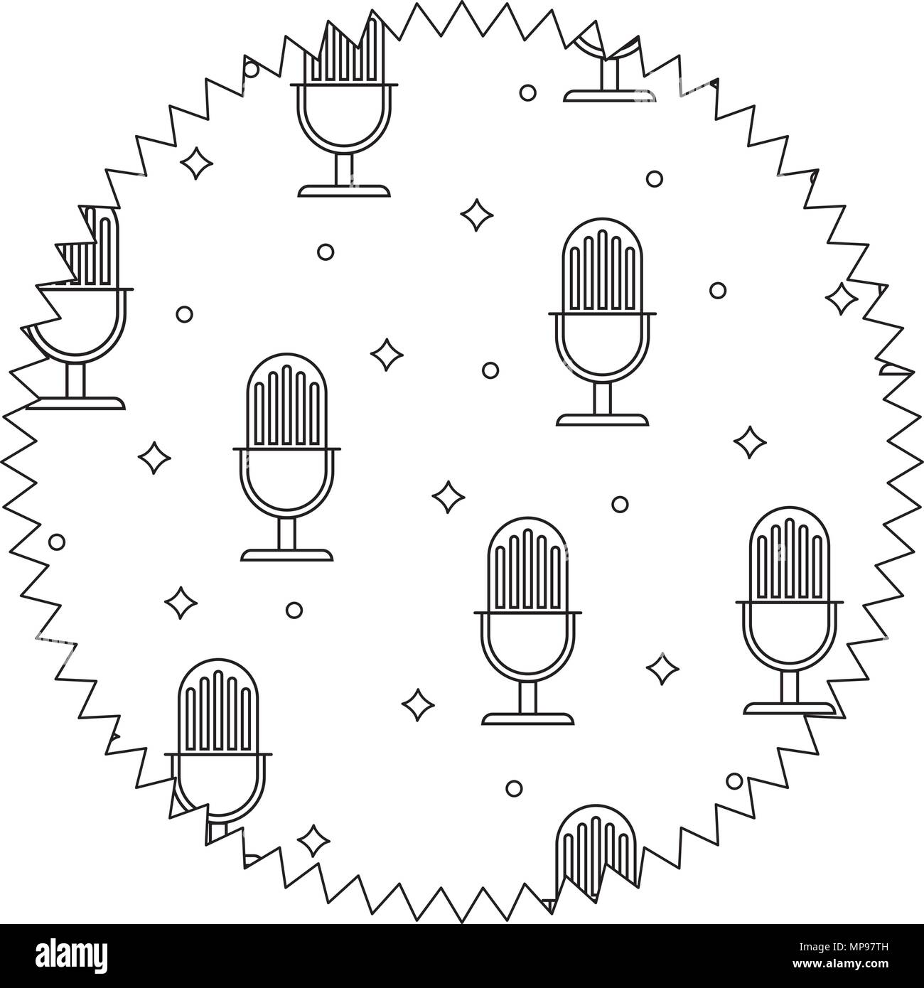 seal stamp with retro microphone pattern, vector illustration Stock ...
