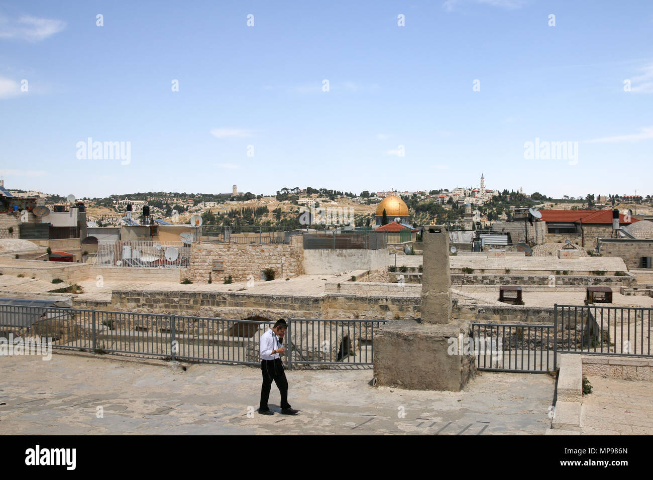 Jerusalem, Israel - May 16, 2018: An Orthodox Jew walks through the Old ...