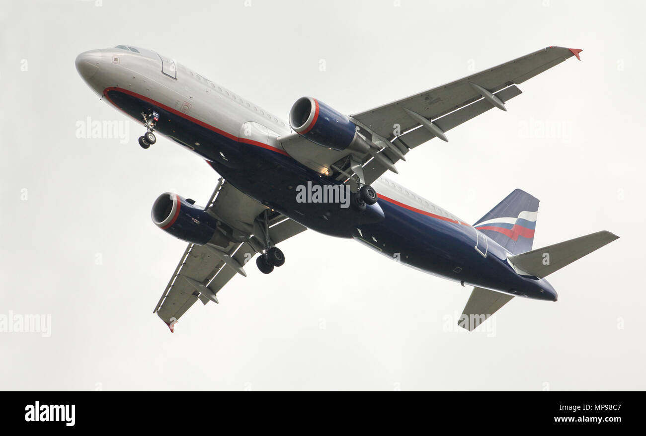 Airbus A320 in the flight bottom view Stock Photo - Alamy