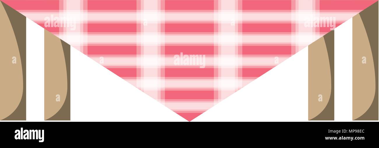 table with picnic tablecloth over white background, vector illustration ...