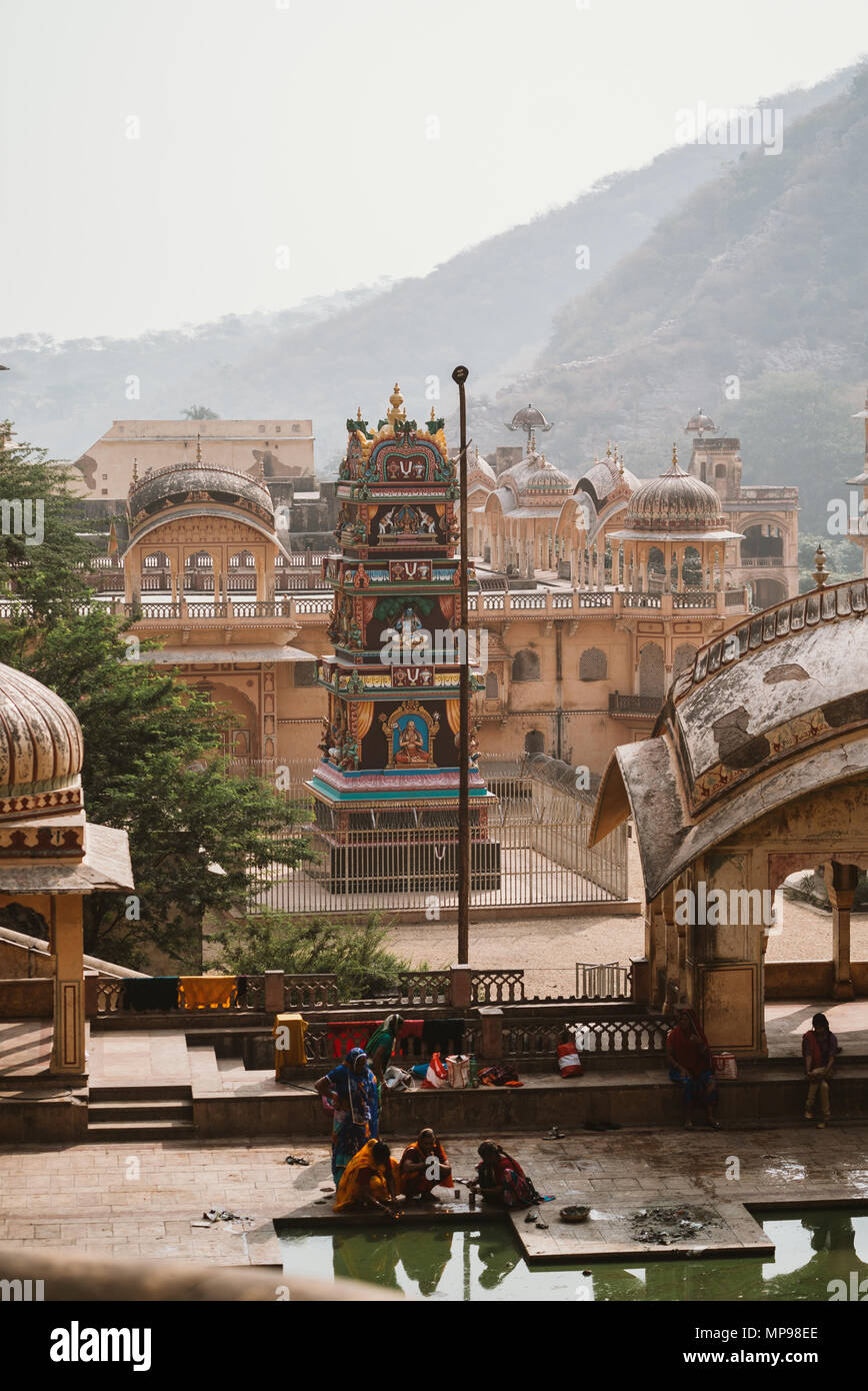 Visiting Galta Ji, The Monkey Temple in Jaipur, India Stock Photo - Alamy