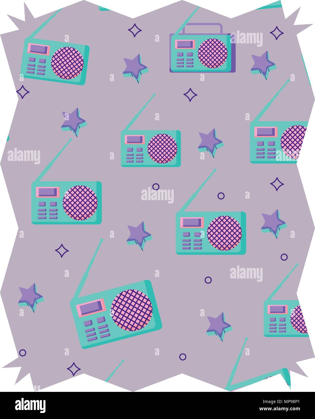 abstract frame with retro radio pattern over white background, vector ...