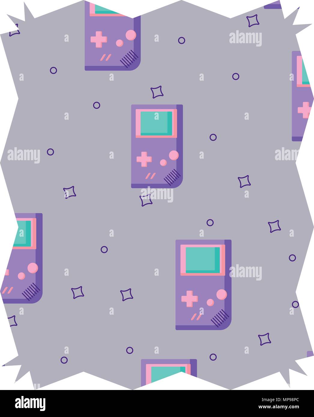 abstract frame with portable videogame pattern over white background ...