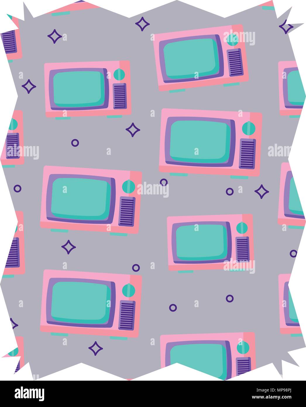 abstract frame with retro television pattern over white background ...