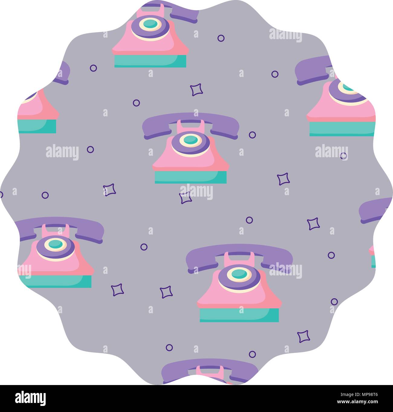 circular frame with retro radio pattern over white background, vector ...