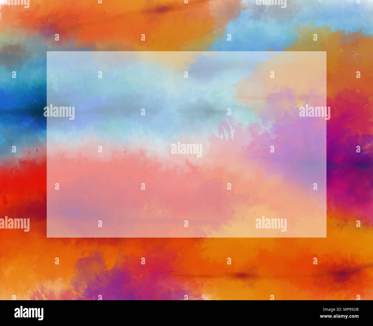 Vibrant Watercolor Rectangular Template. Two-Tone Watercolor Template ...