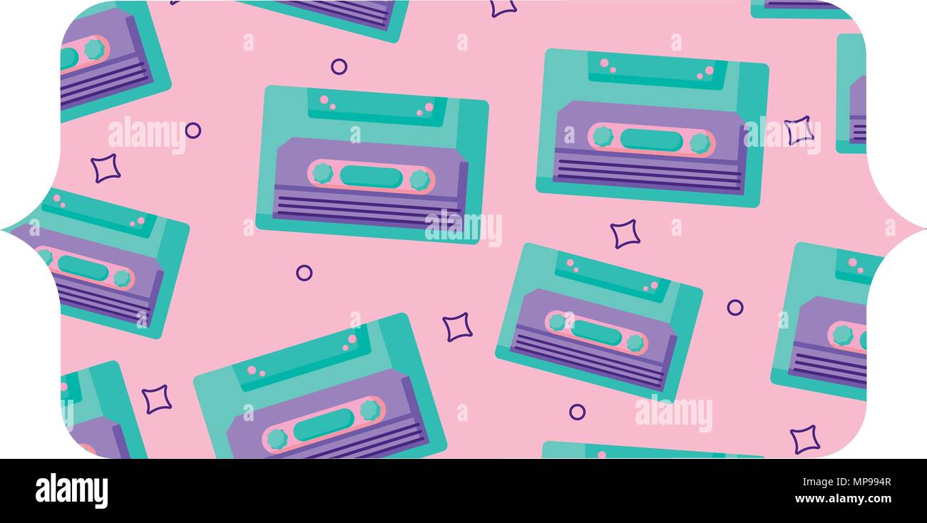 banner with Cassette pattern over white background, vector illustration ...