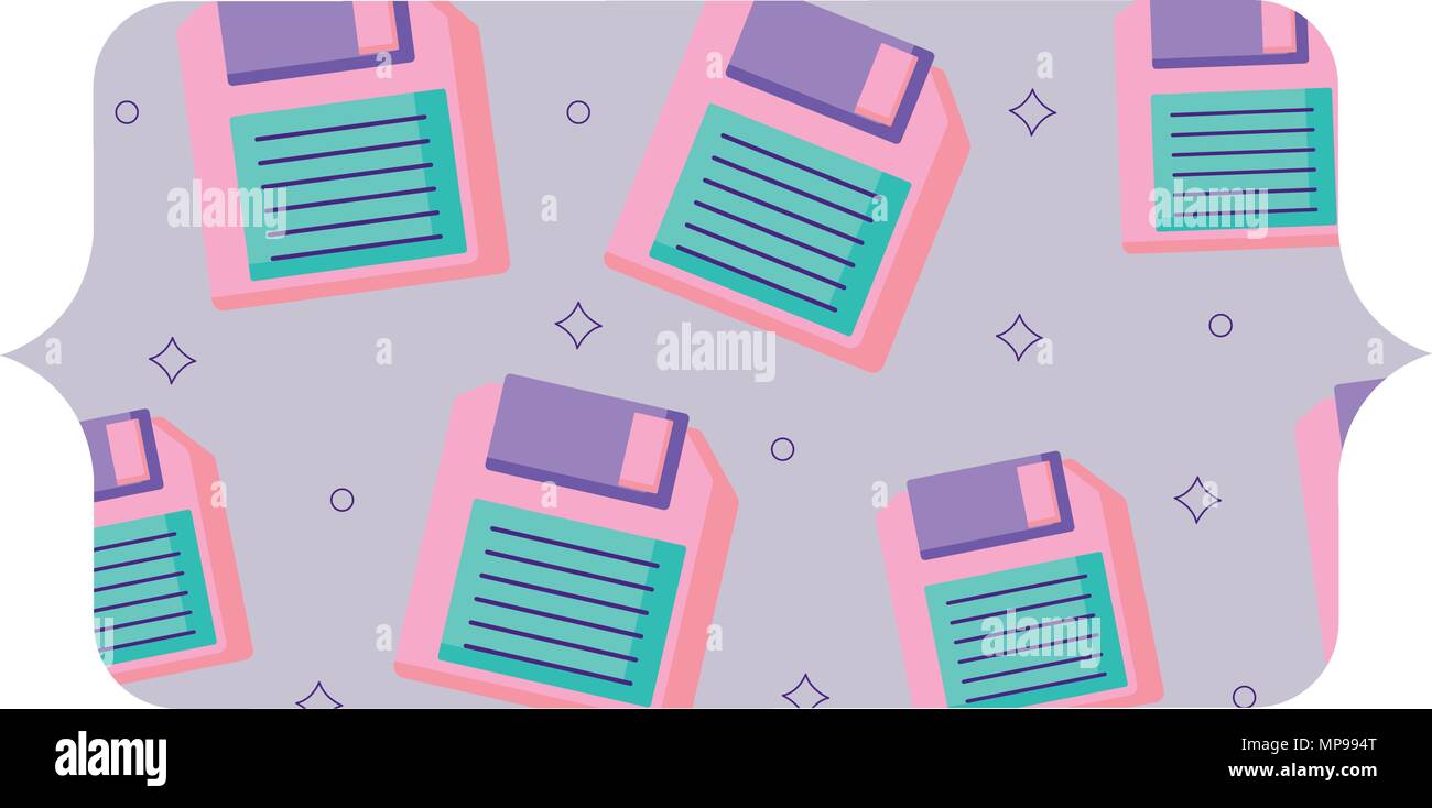 banner with diskette pattern over white background, vector illustration ...