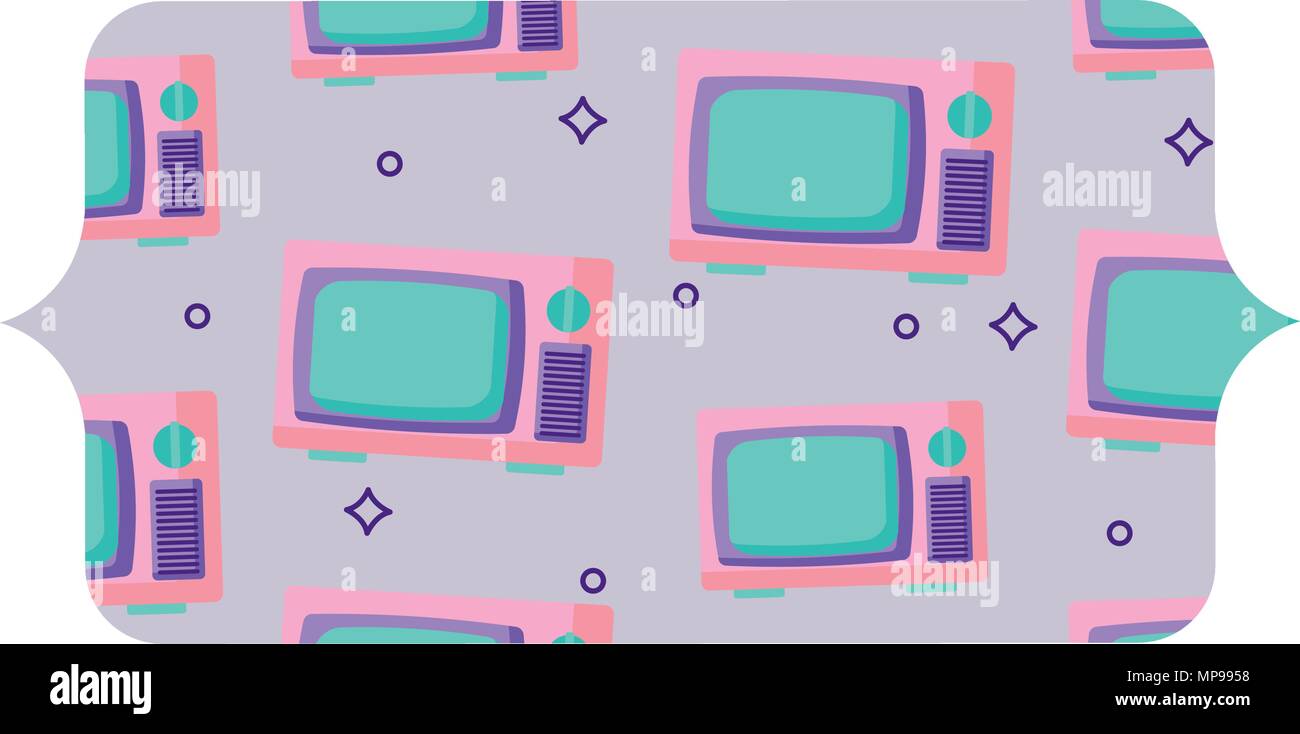 banner with retro television pattern over white background, vector ...