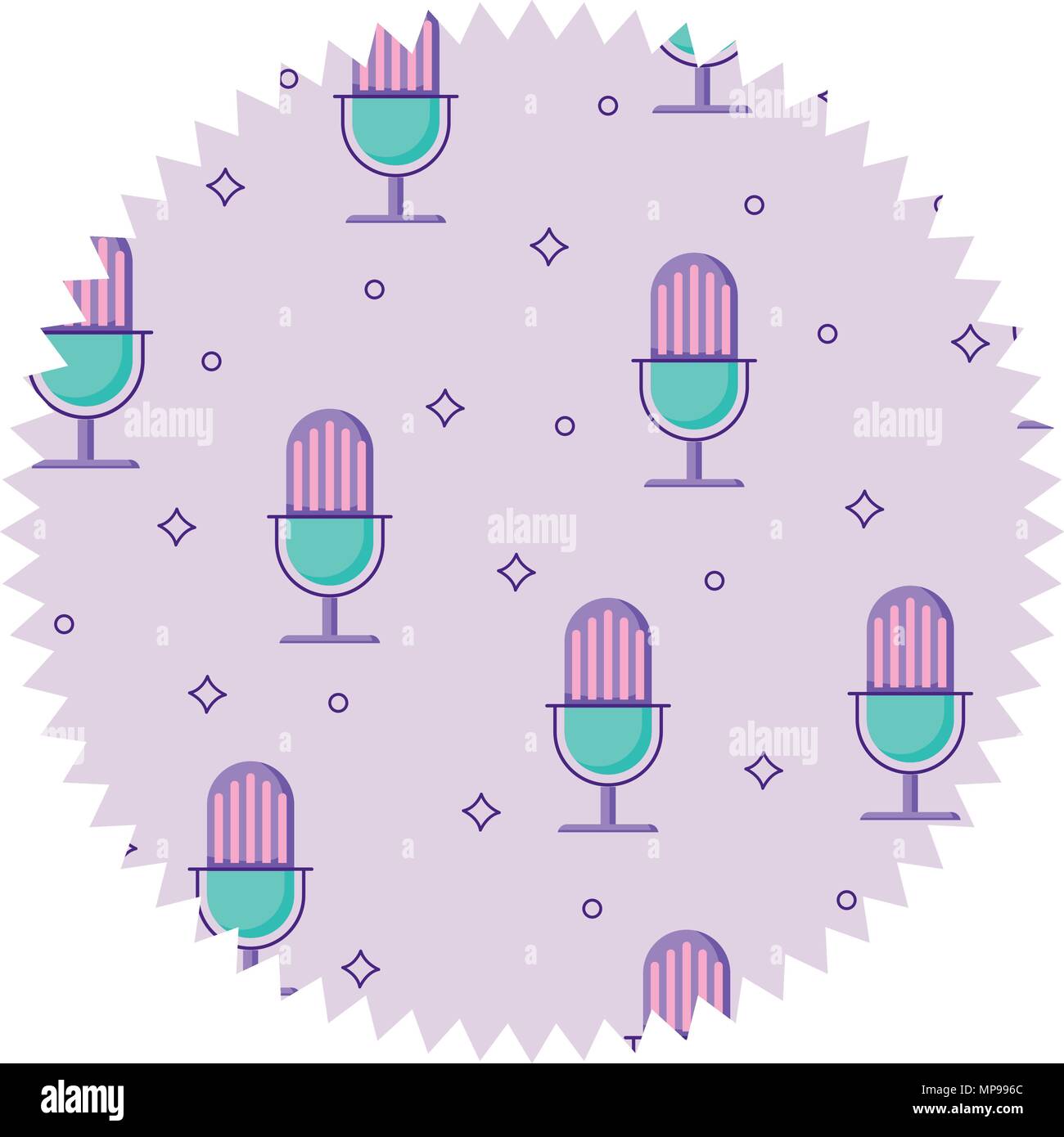 seal stamp with retro microphone pattern, vector illustration Stock ...
